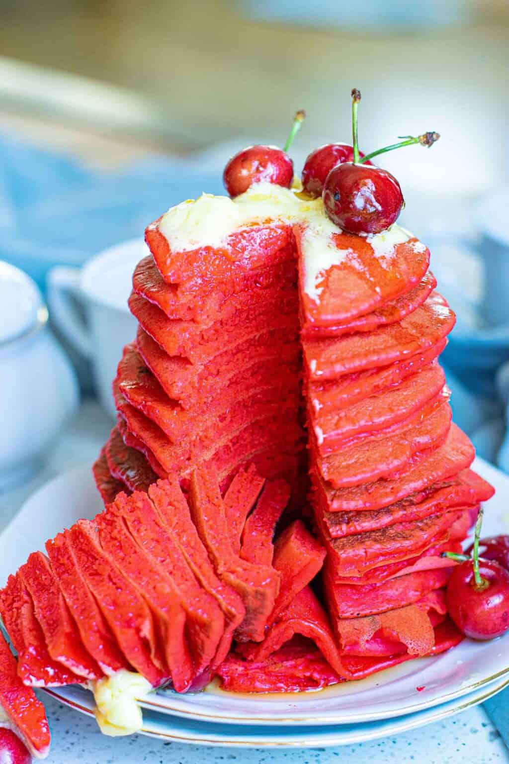 Red Velvet Pancakes • Pancake Recipes