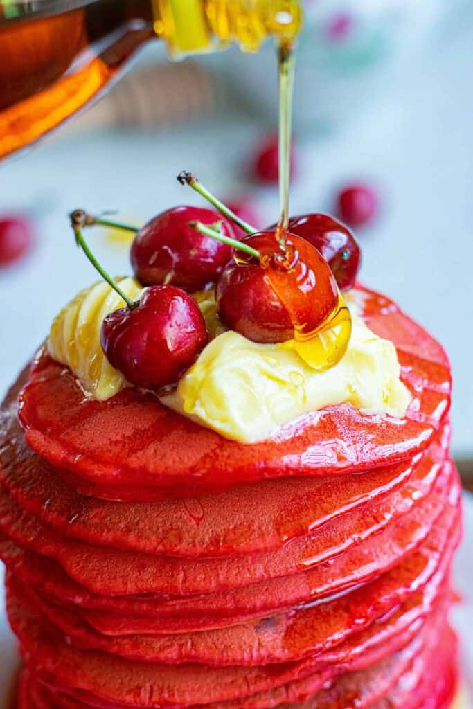 Red Velvet Pancakes • Pancake Recipes
