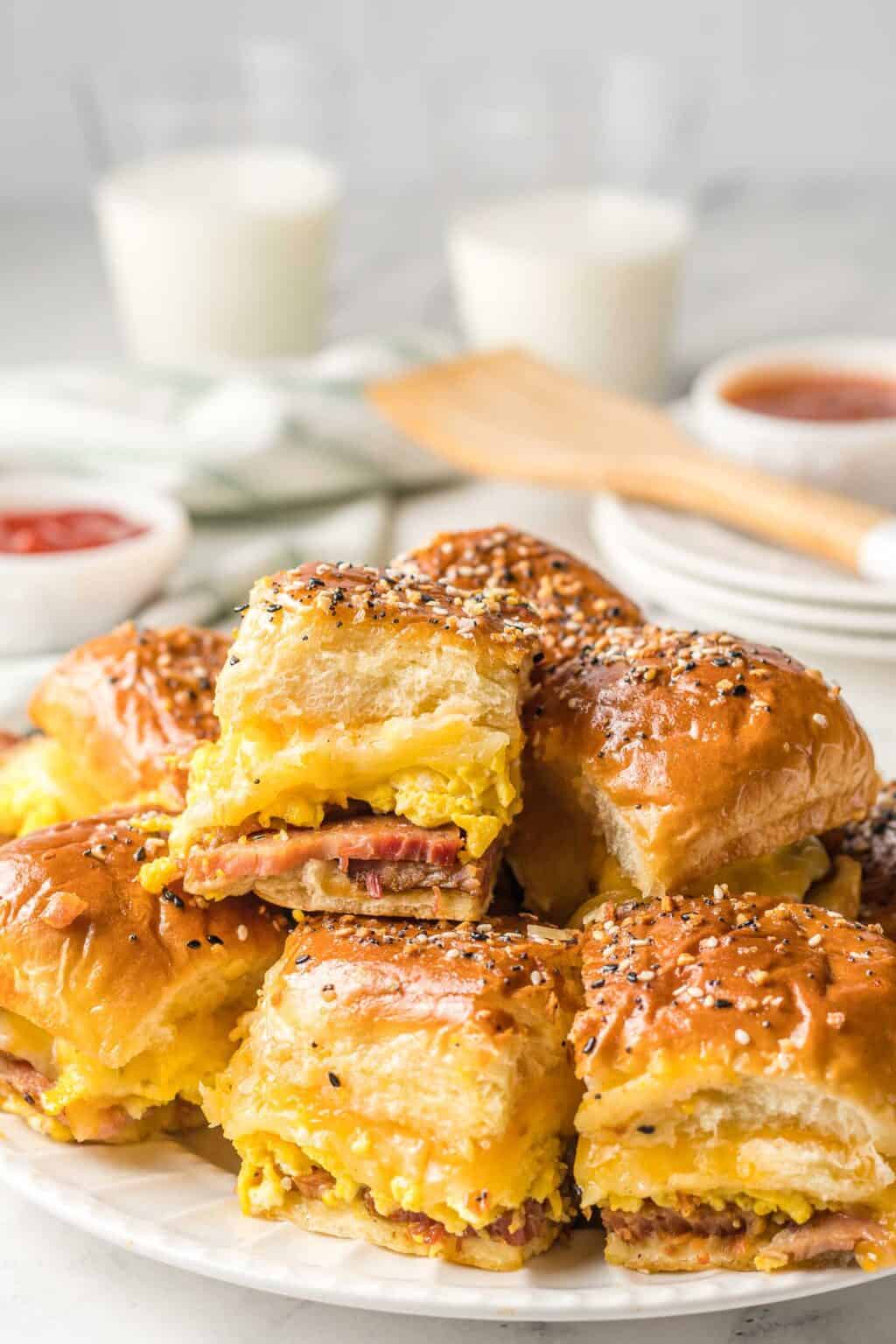 Everything Bagel Breakfast Sliders • Pancake Recipes