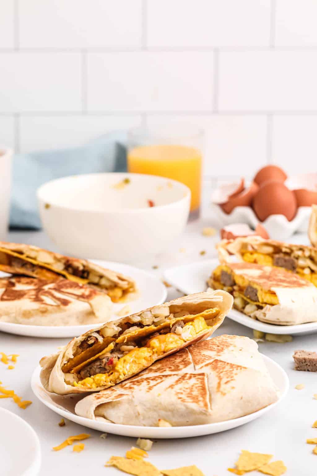 Breakfast Crunchwraps - sausage & cheese • Pancake Recipes