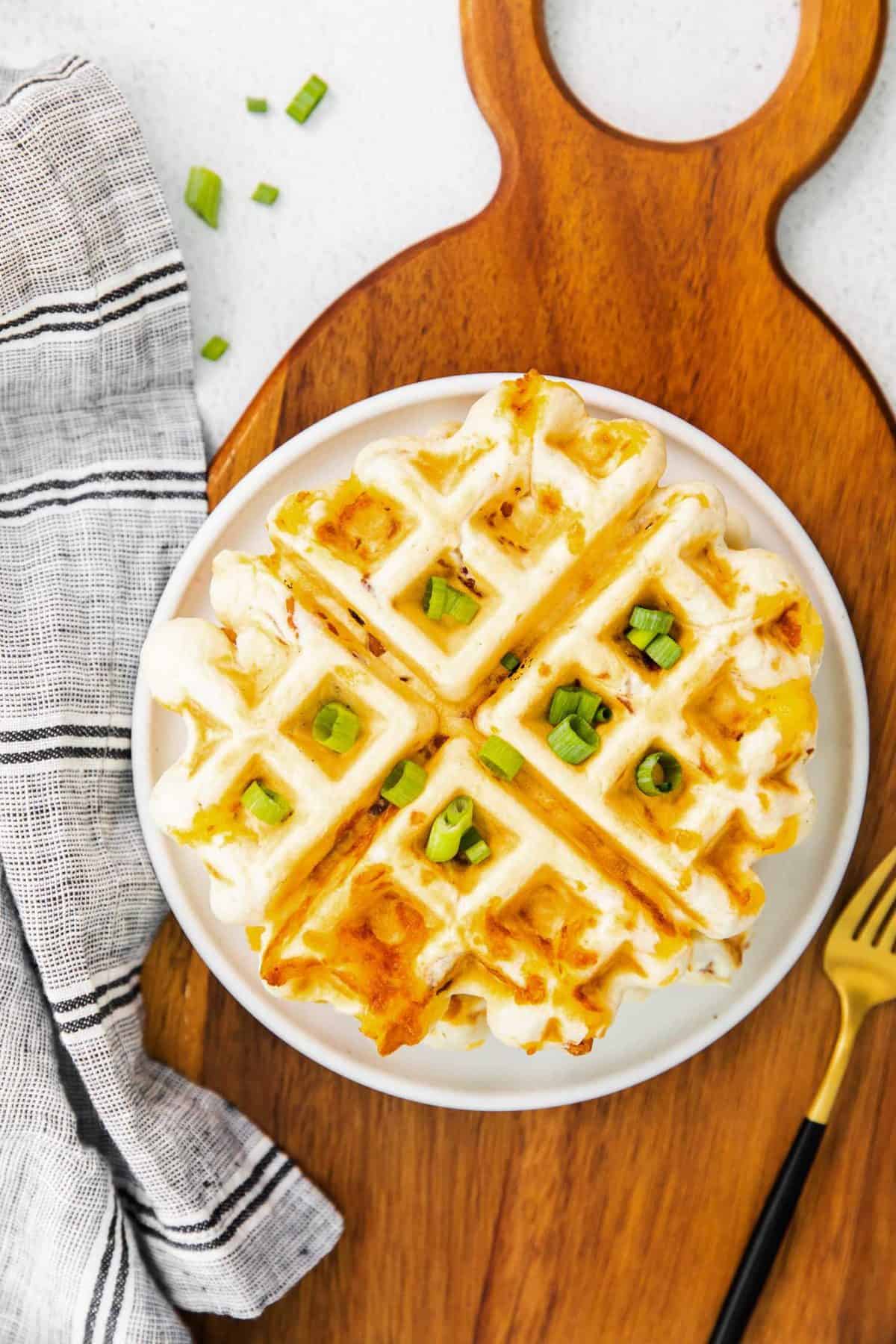 Bacon Cheddar Savory Waffles • Pancake Recipes