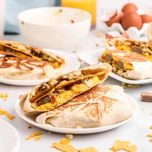 Breakfast Crunchwraps - sausage & cheese • Pancake Recipes