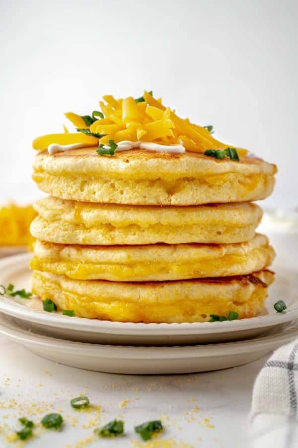 Cheesy Cornmeal Pancakes • Pancake Recipes