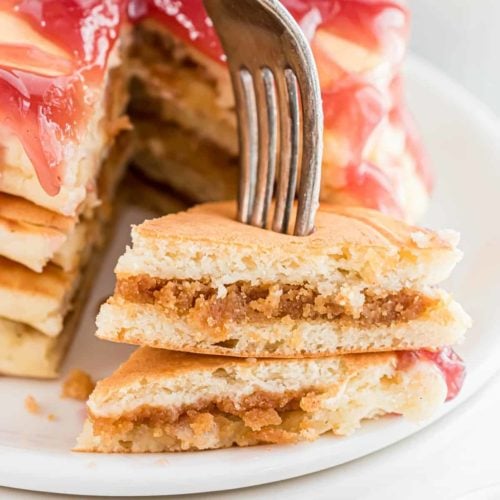 Peanut Butter Stuffed Pancakes With Jelly Syrup • Pancake Recipes